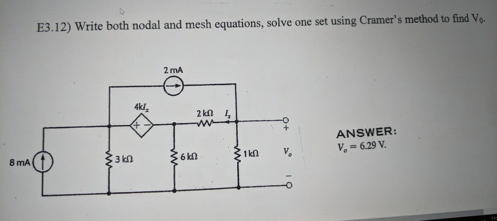 Solved 12) Write both nodal and mesh equations, solve one | Chegg.com