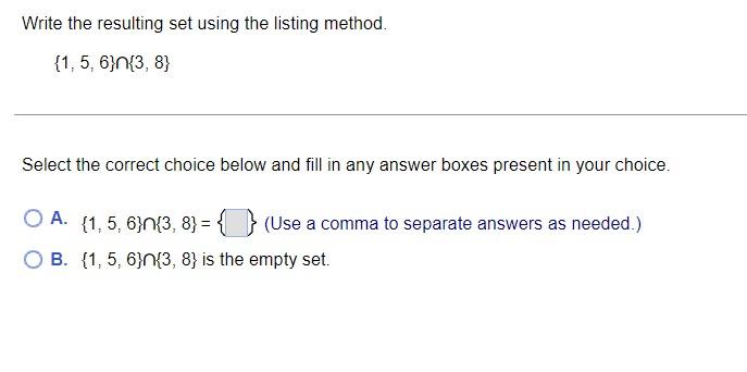 Solved Write the resulting set using the listing method. {1, | Chegg.com