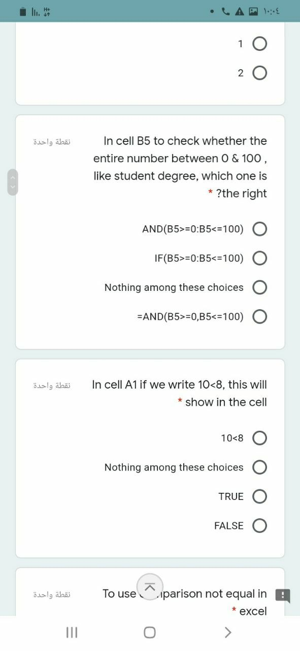 Solved 1 O 2 نقطة واحدة In Cell B5 To Check Whether The 