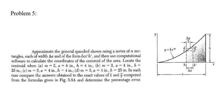 Solved Problem 5: Approximate the general spandrel shown | Chegg.com