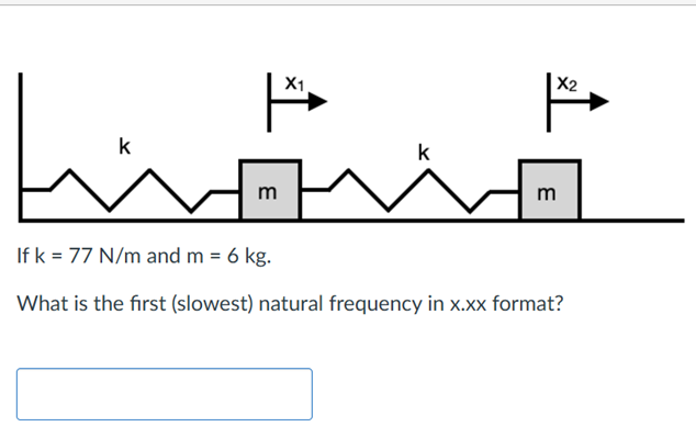 Solved System has 2 ﻿modes of ﻿vibrationIf k=77Nm ﻿and | Chegg.com