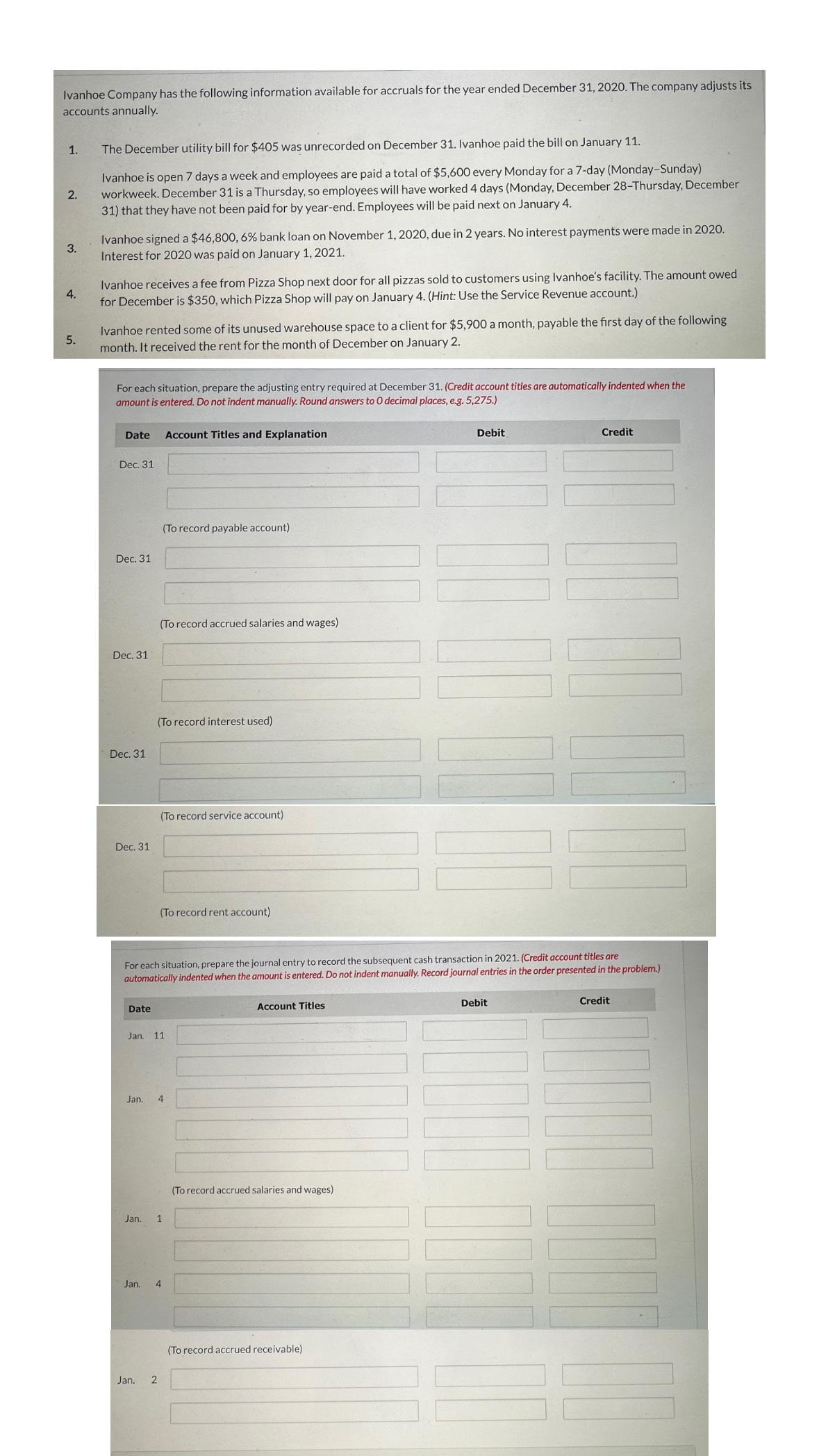 Solved For each situation, prepare the journal entry to | Chegg.com