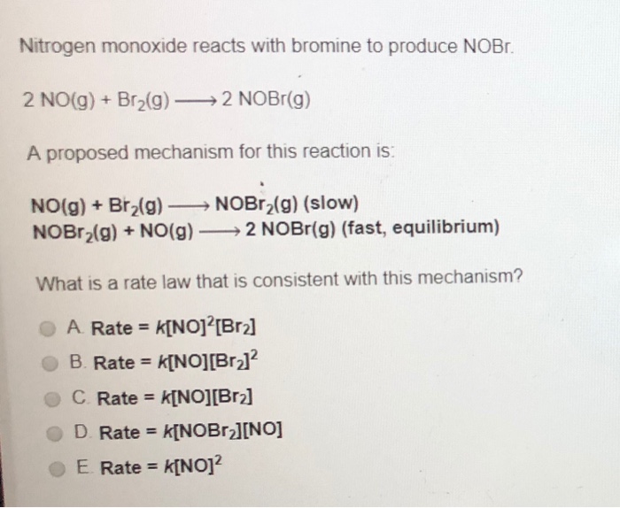 Solved Nitrogen monoxide reacts with bromine to produce | Chegg.com