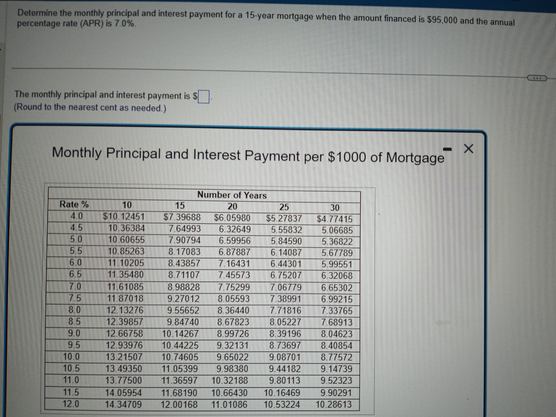 Solved Determine the monthly principal and interest payment | Chegg.com