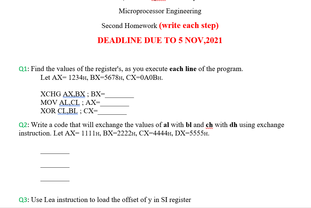 Solved Microprocessor Engineering Second Homework (write | Chegg.com