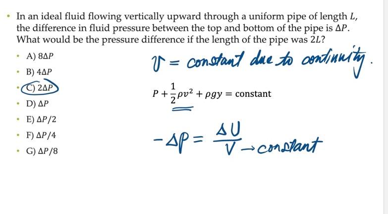 Solved • In an ideal fluid flowing vertically upward through | Chegg.com