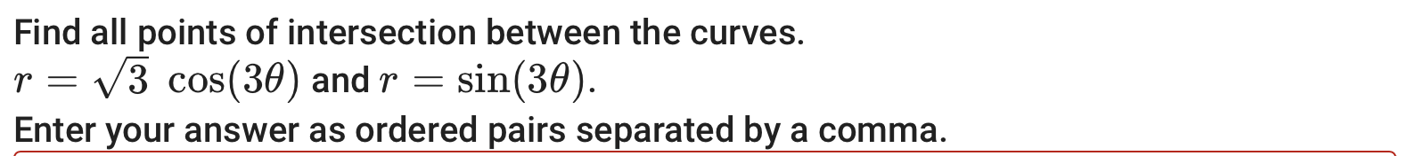 Solved Find all points of intersection between the | Chegg.com