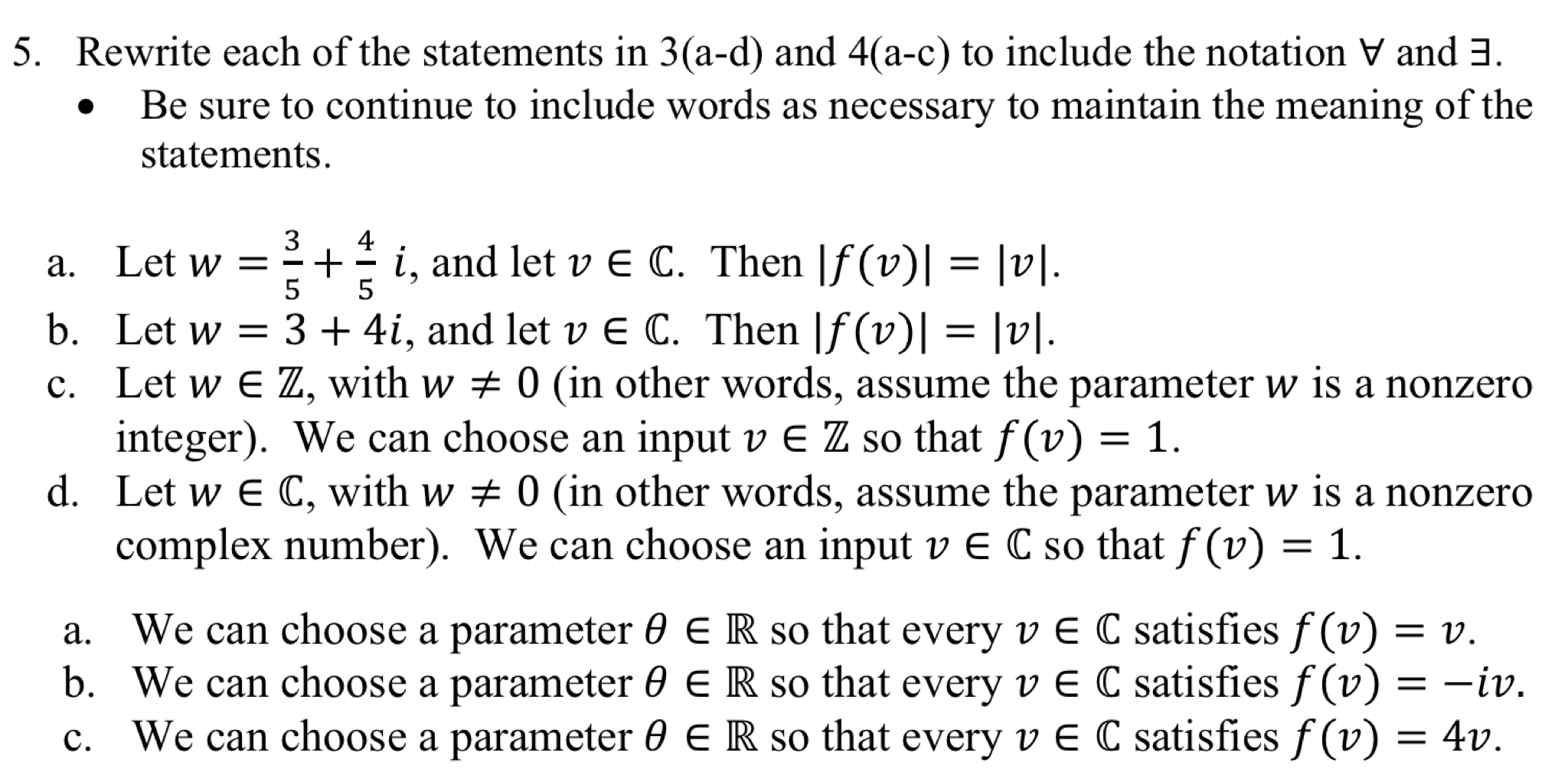 Solved 5. Rewrite each of the statements in 3(a-d) and | Chegg.com