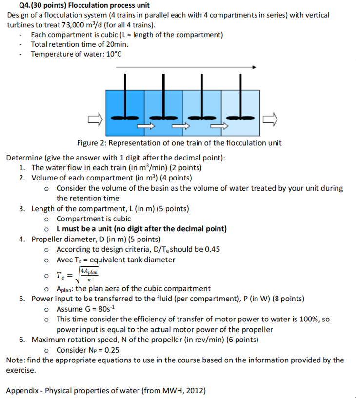 Q4. (30 points) Flocculation process unit Design of a | Chegg.com