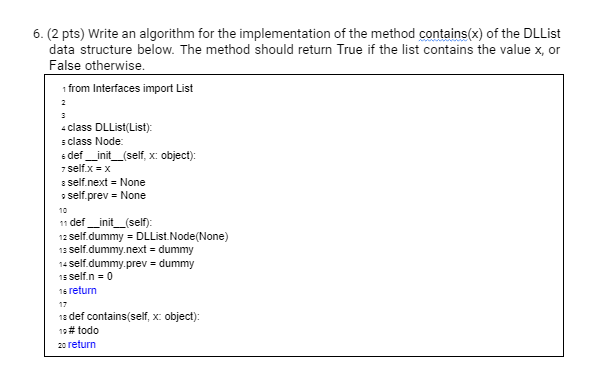 Solved 6. (2 pts) Write an algorithm for the implementation | Chegg.com
