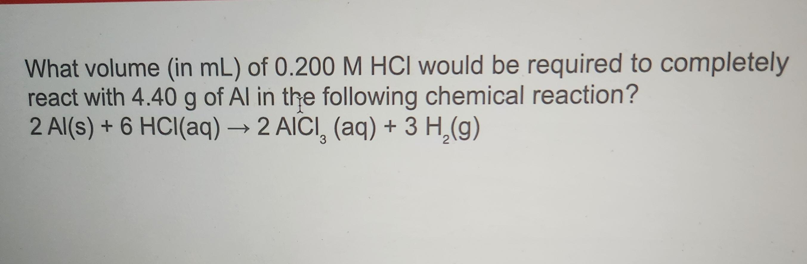 Solved What volume (in mL ) of 0.200MHCl would be required | Chegg.com