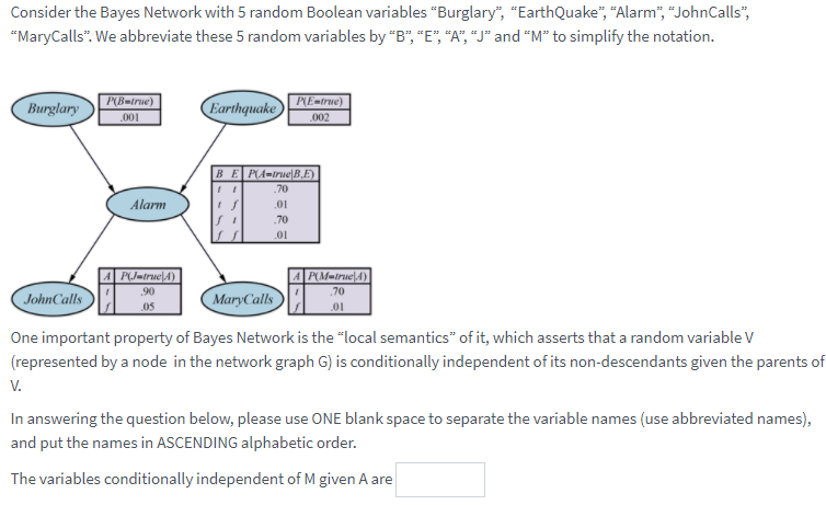 Consider the Bayes Network with 5 random Boolean | Chegg.com