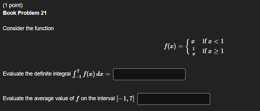 Solved (1 point) Book Problem 21 Consider the function 2 | Chegg.com