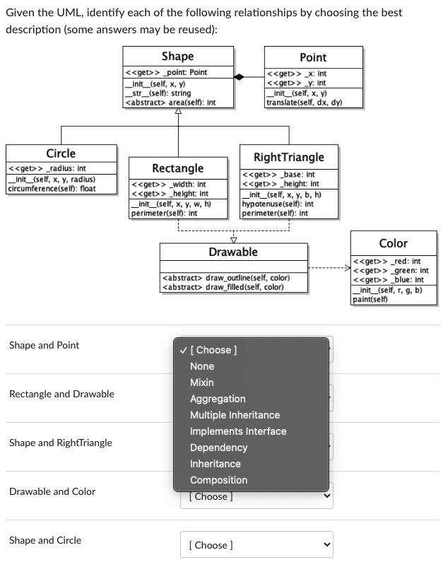 Given the UML, identify each of the following | Chegg.com