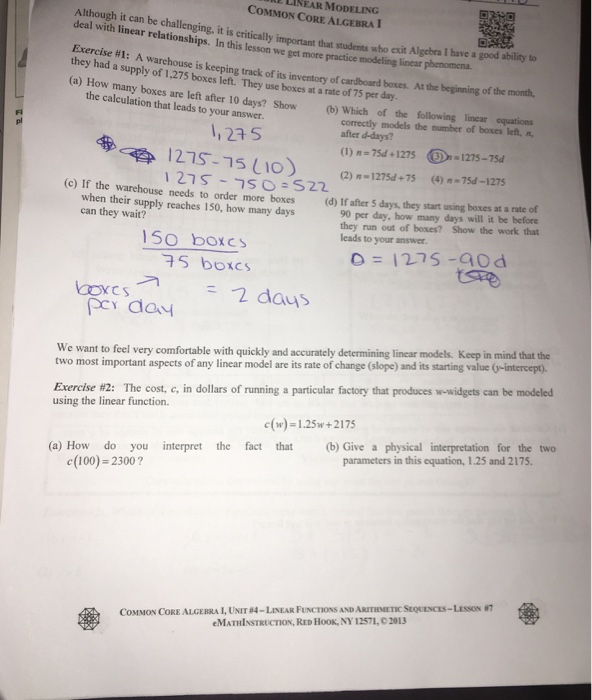 Solving Linear Equations Common Core Algebra Ii Homework Tessshebaylo