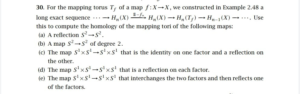 30. For the mapping torus Tg of a map f:X-X, we | Chegg.com