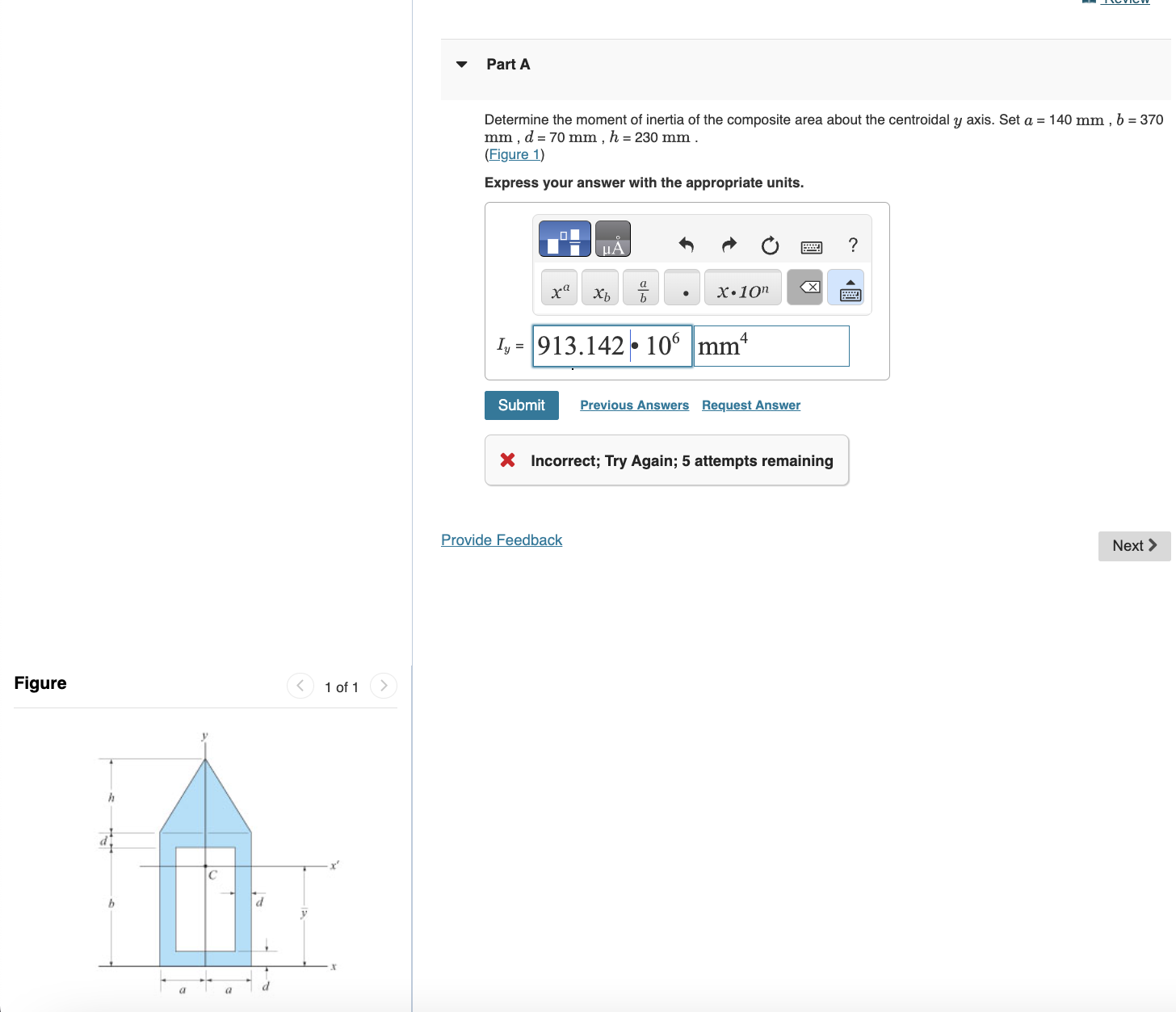Solved Part ADetermine the moment of inertia of the | Chegg.com