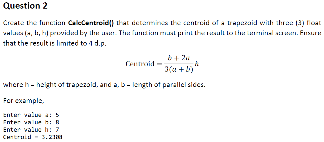Solved Q2: Each question must be solved by a function, and | Chegg.com