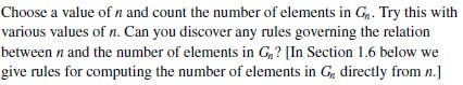 Solved Choose a value of n and count the number of elements | Chegg.com
