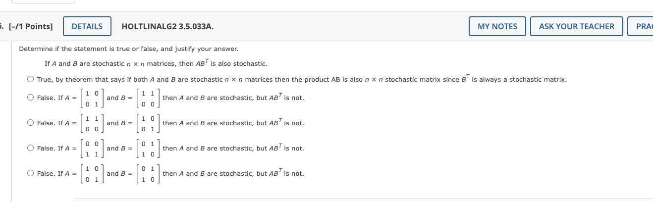 Solved Fill in the missing values to make A a stochastic | Chegg.com