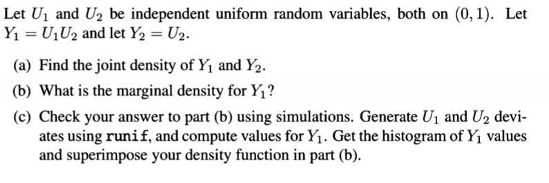 Solved Let Uį and U2 be independent uniform random | Chegg.com
