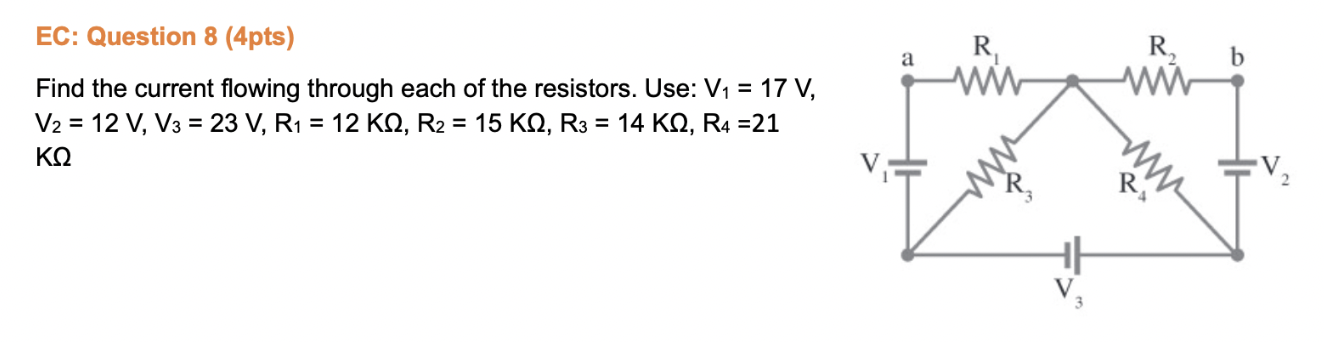 Solved Find the current flowing through each of the | Chegg.com