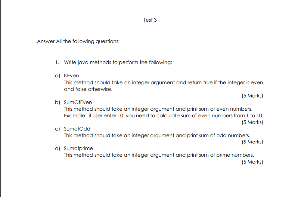 Solved Answer All the following questions: 1. Write java | Chegg.com