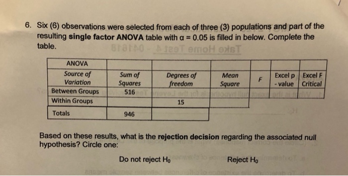 Solved Please fill in table for question 6 and find | Chegg.com