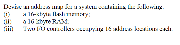 Solved Devise an address map for a system containing the | Chegg.com