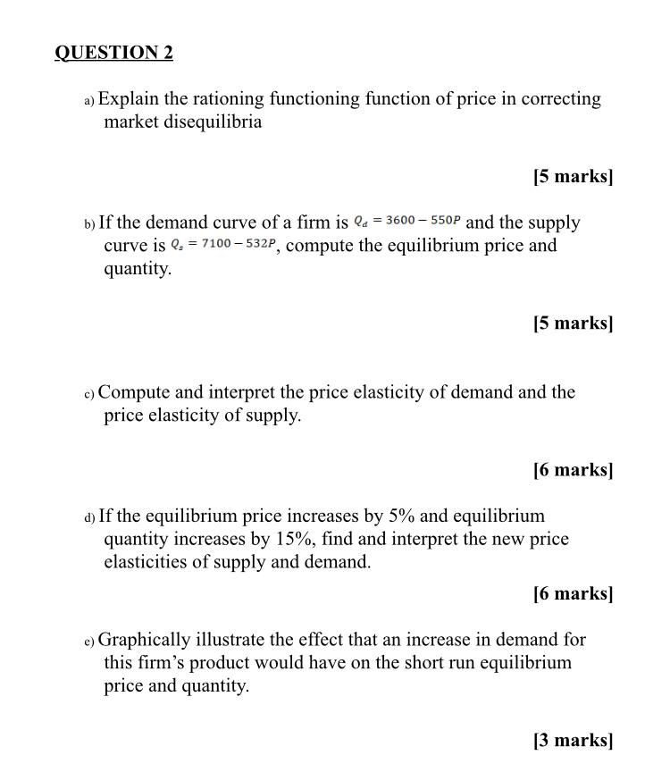 Solved QUESTION 2 a) Explain the rationing functioning | Chegg.com