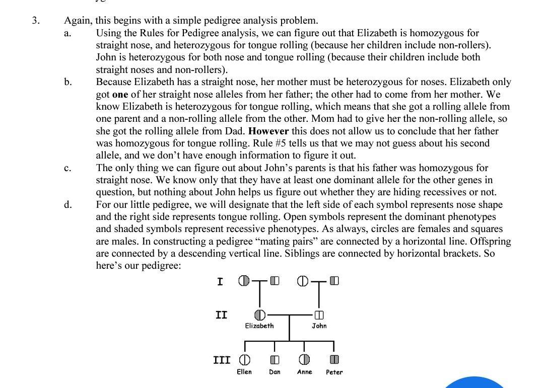 3. a. Again, this begins with a simple pedigree | Chegg.com
