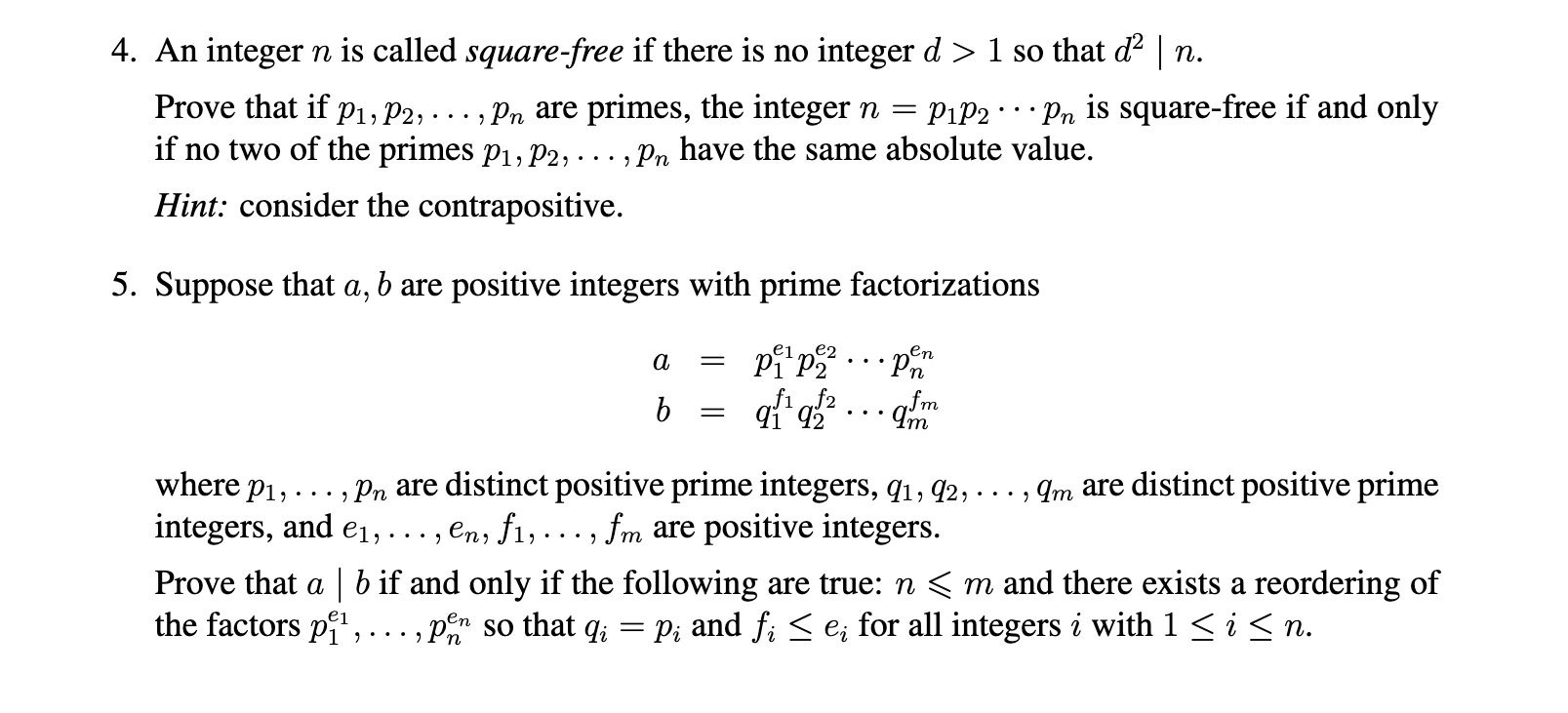 Solved 4. An integer n is called square-free if there is no | Chegg.com