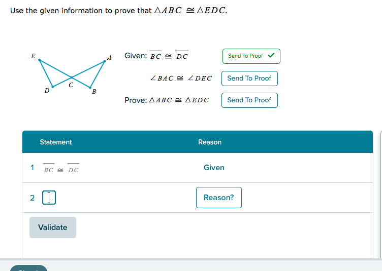 Solved Use the given information to prove that AABC = AEDC. | Chegg.com