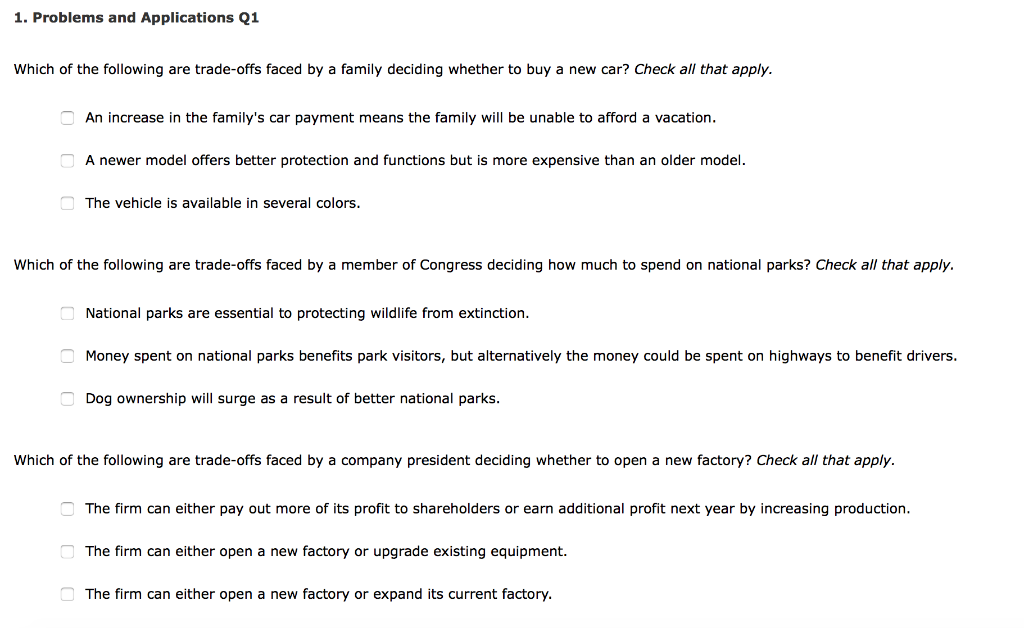 Solved 1. Problems and Applications Q1 Which of the | Chegg.com