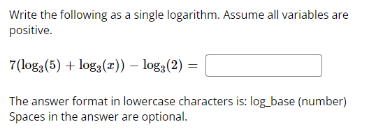 Solved Write the following as a single logarithm. Assume all | Chegg.com