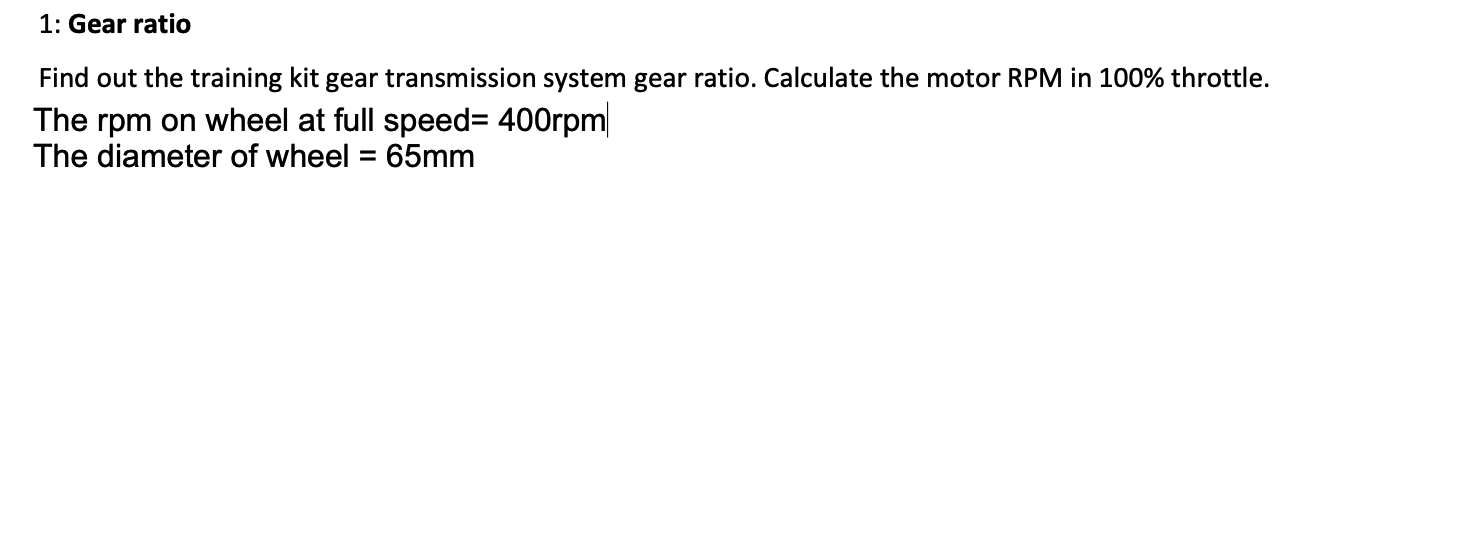 Solved 1: Gear ratio Find out the training kit gear | Chegg.com