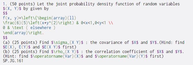 Solved 1. (50 points) Let the joint probability density | Chegg.com