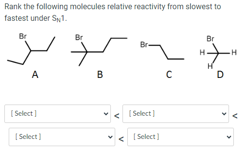 Solved Rank the following molecules relative reactivity from | Chegg.com