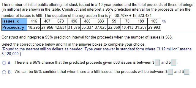 Solved Construct and interpret a 95% prediction interval | Chegg.com