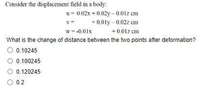 Solved Consider the displacement field in a body: | Chegg.com