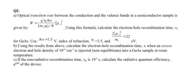 02. a) Optical transition rate between the conduction | Chegg.com
