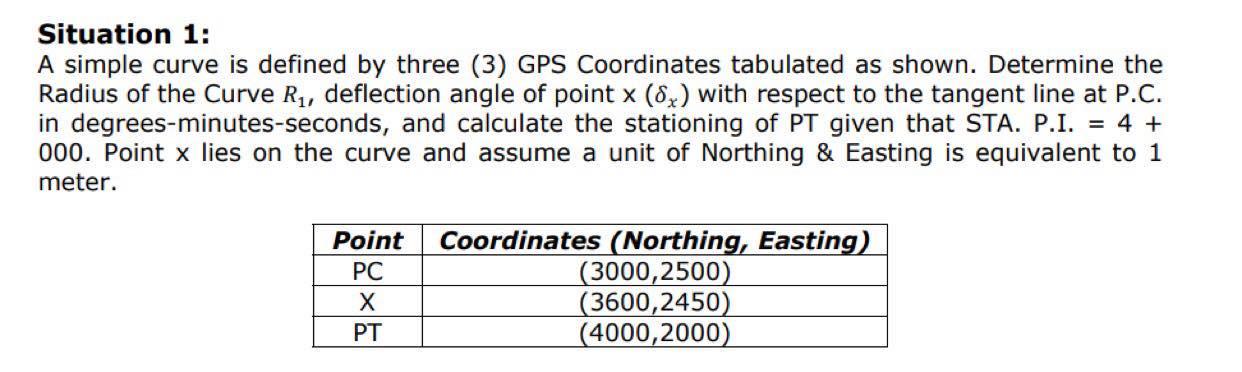Solved Situation 1: A simple curve is defined by three (3) | Chegg.com