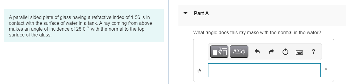 Solved A parallel-sided plate of glass having a refractive | Chegg.com