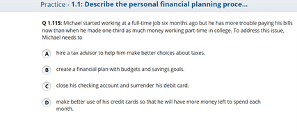 Solved Practice - 1.1: Describe the personal financial | Chegg.com
