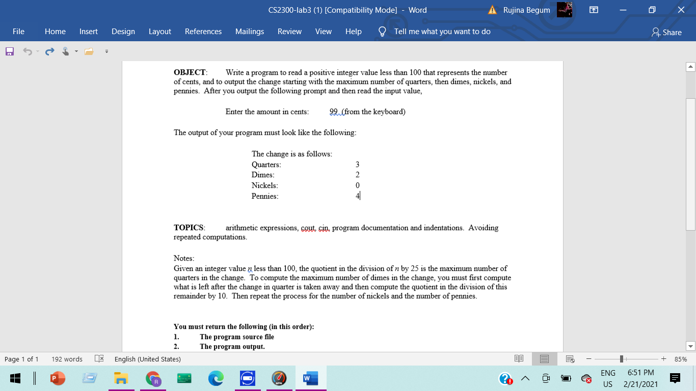 Solved CS2300-lab3 (1) (Compatibility Mode] - Word A Rujina | Chegg.com