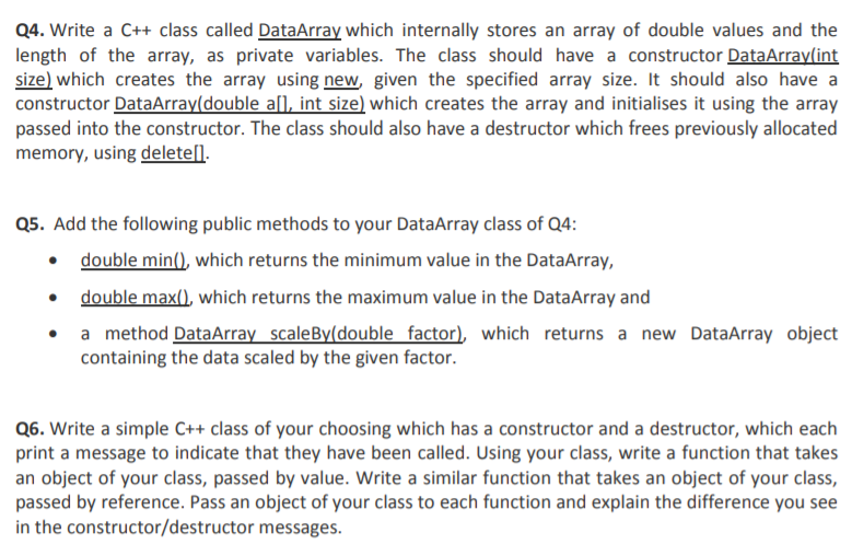 Solved Q4. Write a C++ class called DataArray which | Chegg.com