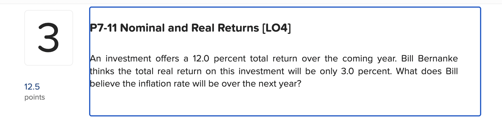 Solved 7-11 Nominal and Real Returns [LO4] n investment | Chegg.com