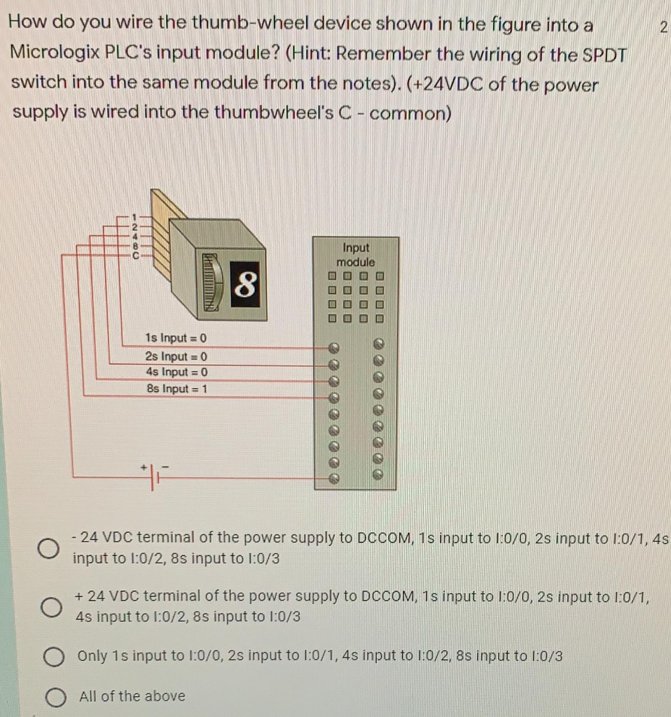 Solved How do you wire the thumb-wheel device shown in the | Chegg.com