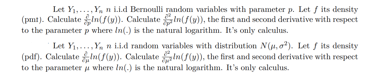 Solved Let Y1,…,Ynn i.i.d Bernoulli random variables with | Chegg.com