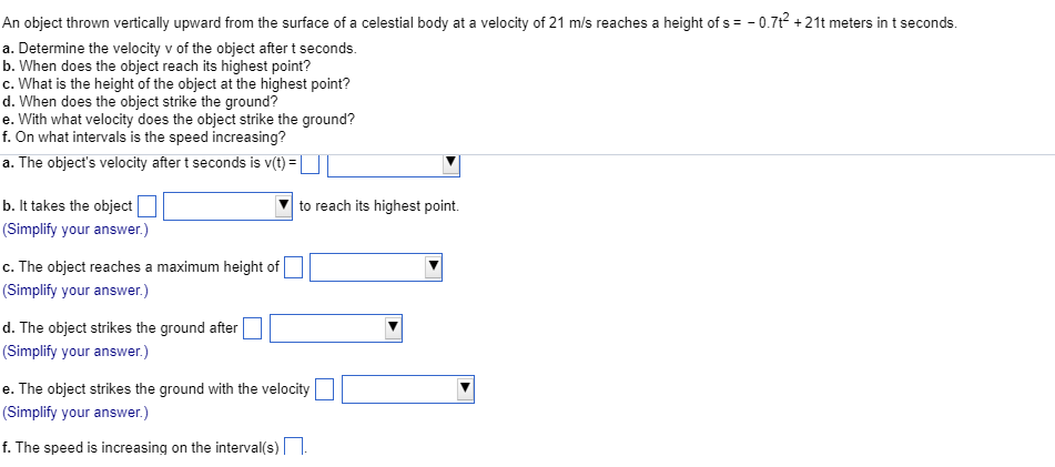 Solved An object thrown vertically upward from the surface | Chegg.com
